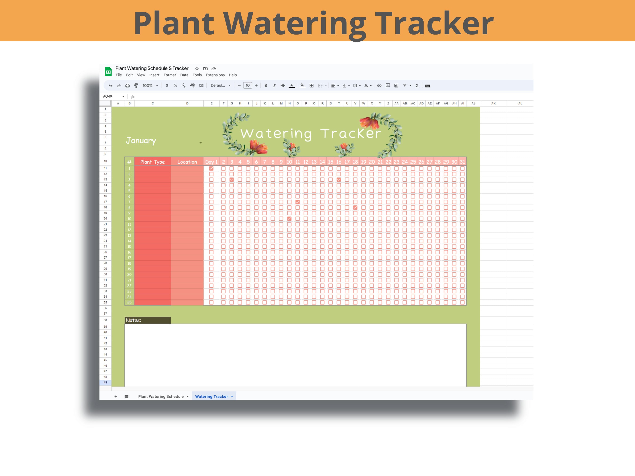 Plant Watering Tracker, Watering Schedule, Digital Plant Care, Plant ...