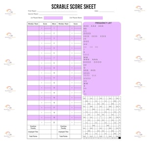 7 Different Styles Printable Scrabble Score Sheets, Scrabble Score Card ...