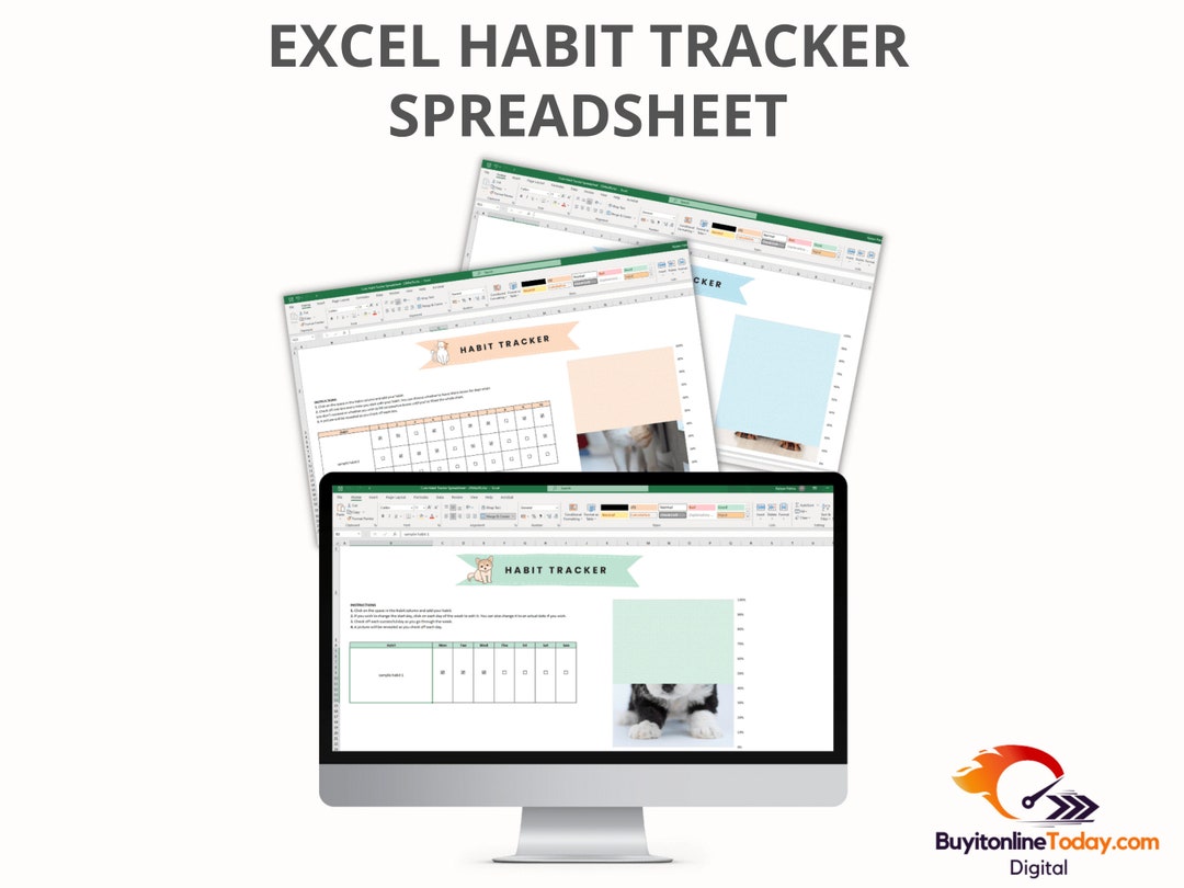 Cute Habit Tracker Spreadsheet for Excel - Etsy