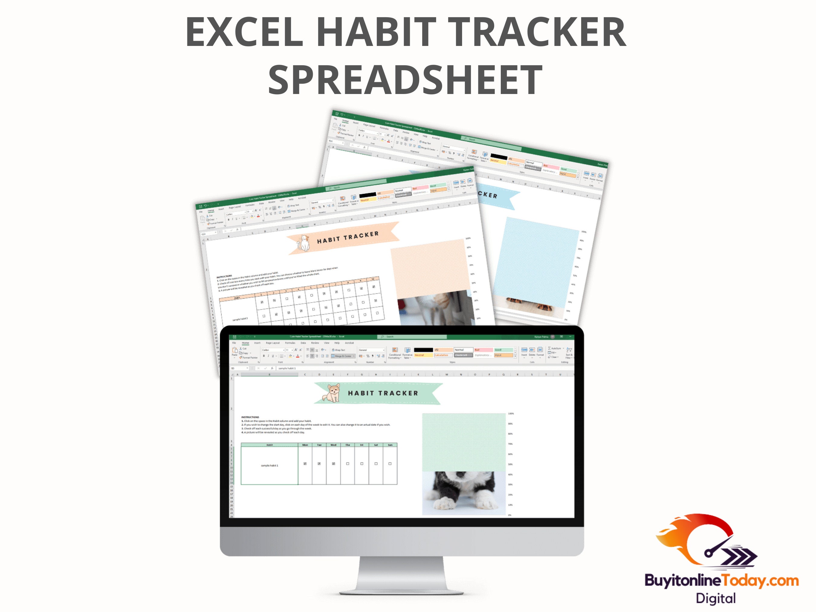 Cute Habit Tracker Spreadsheet for Excel - Etsy