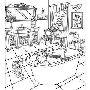 Cat Coloring Page Adult and Kids Colouring Book Cozy and Cute Cats 10 ...