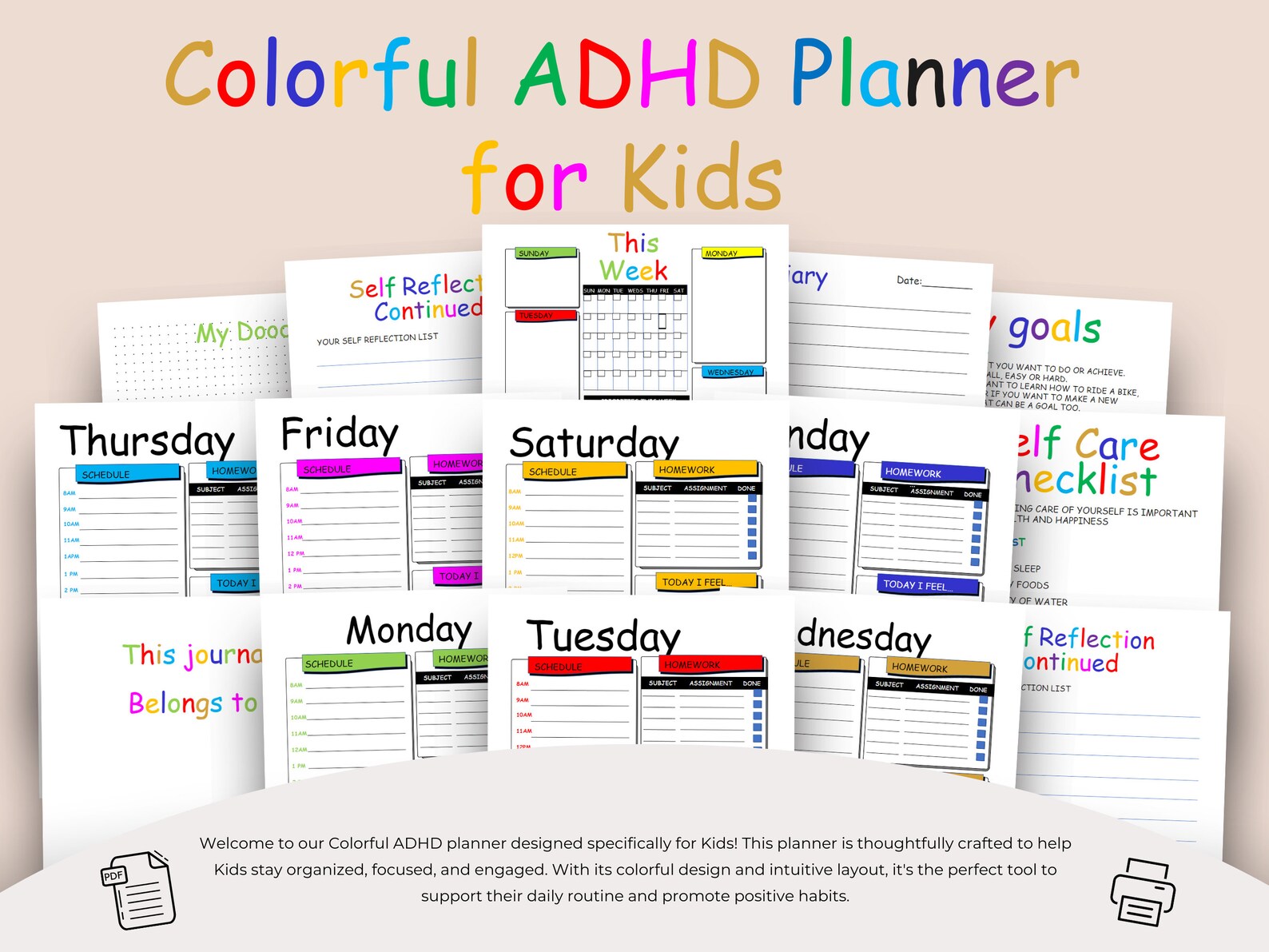 ADHD Planner for Kids Printable Kids ADHD Planner Kids - Etsy
