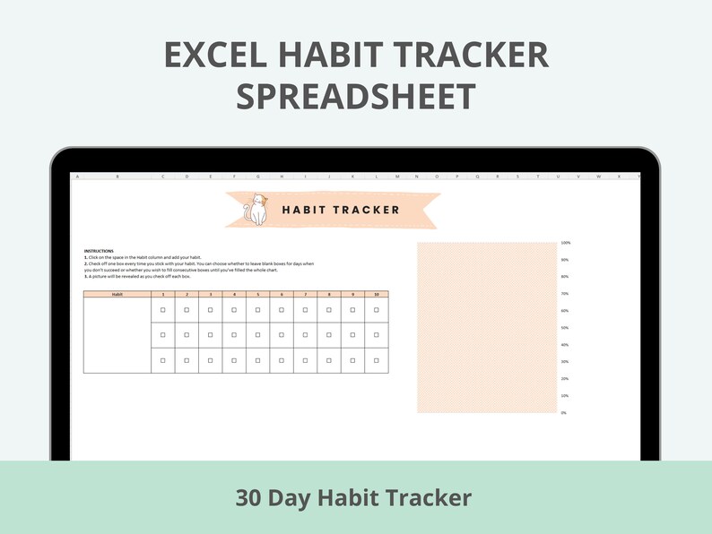 Cute Habit Tracker Spreadsheet for Excel - Etsy