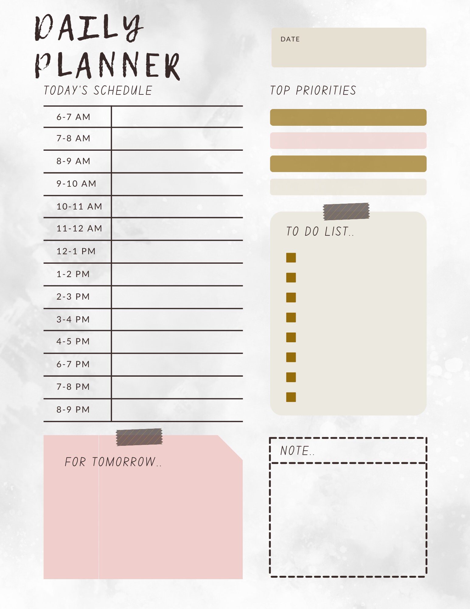Daily Planner, Lifetime Activity Daily Tracker, Daily Tracker, Activity ...