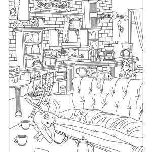 Cat Coloring Page Adult and Kids Colouring Book Cozy and Cute Cats 10 ...
