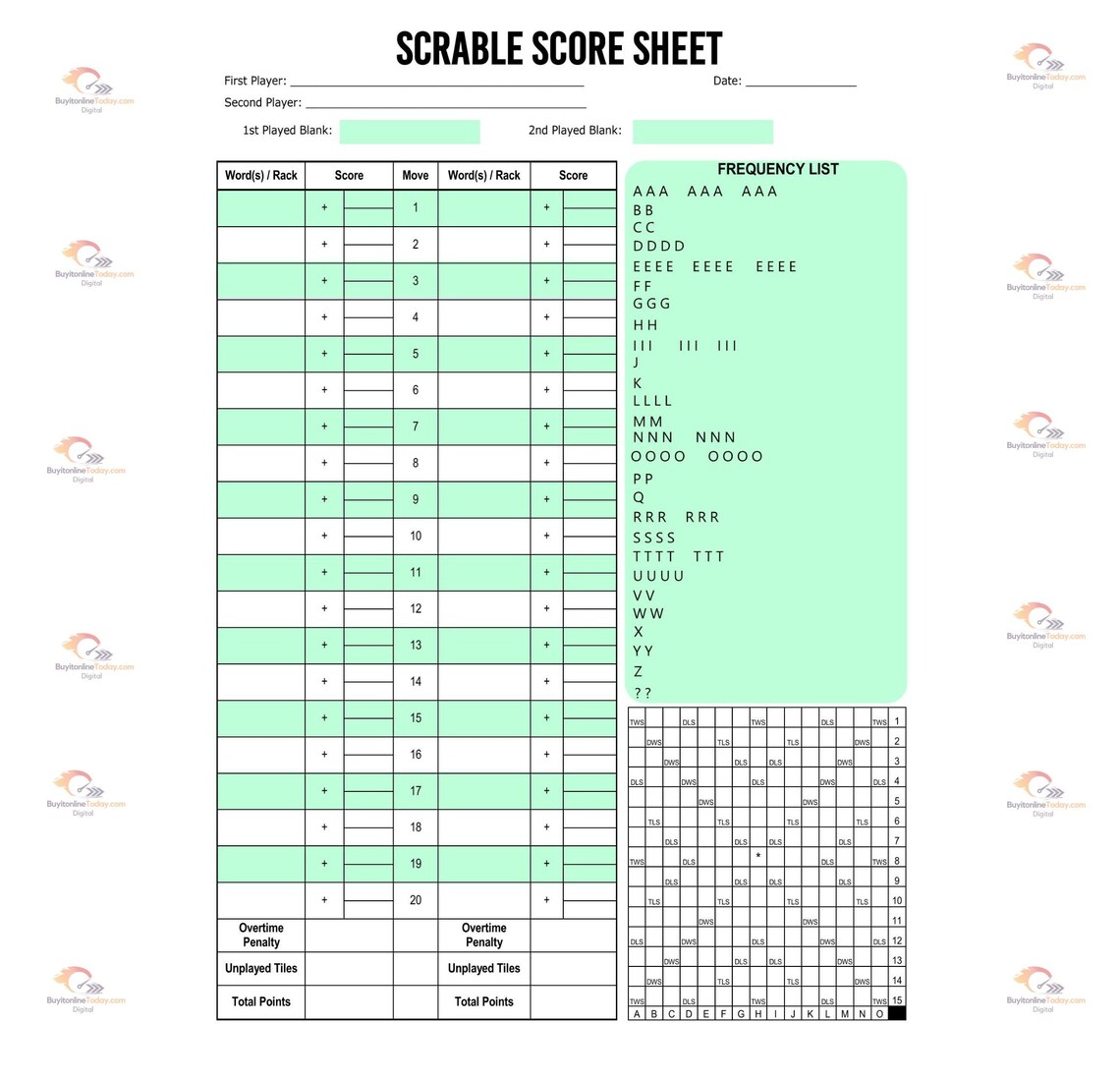 7 Different Styles Printable Scrabble Score Sheets, Scrabble Score Card ...