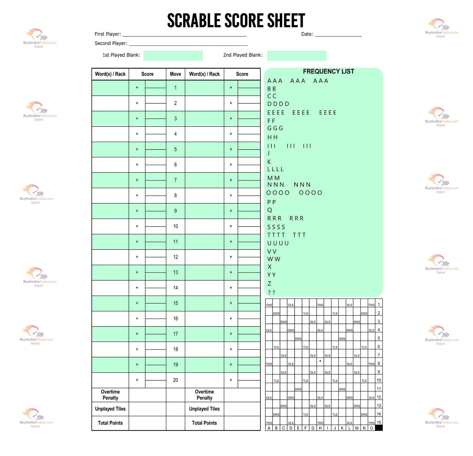 7 Different Styles Printable Scrabble Score Sheets, Scrabble Score Card ...