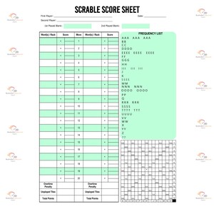 7 Different Styles Printable Scrabble Score Sheets, Scrabble Score Card ...