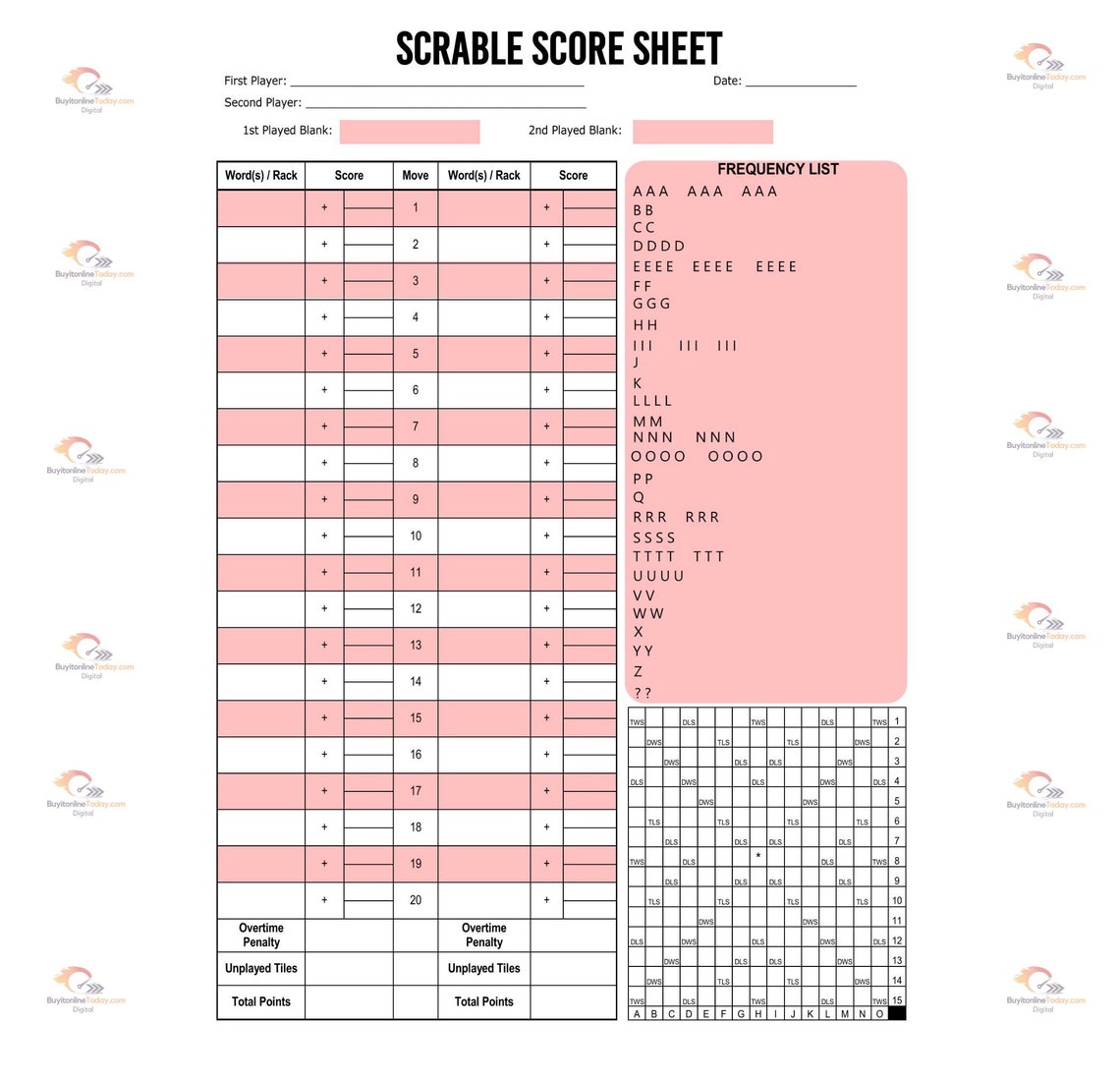 7 Different Styles Printable Scrabble Score Sheets, Scrabble Score Card ...