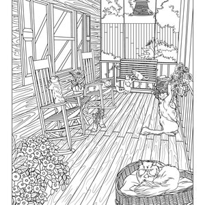 Cat Coloring Page Adult and Kids Colouring Book Cozy and Cute Cats 10 ...