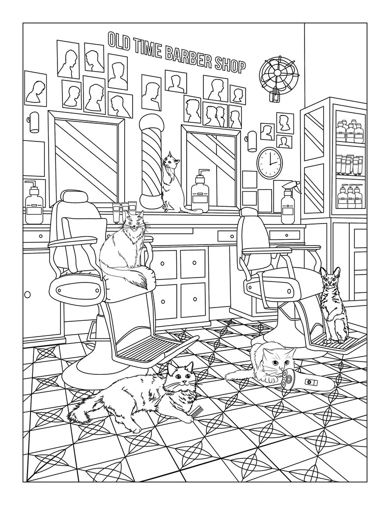 Cat Coloring Page Adult and Kids Colouring Book Cozy and Cute Cats 10 ...