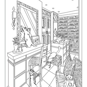 Cat Coloring Page Adult and Kids Colouring Book Cozy and Cute Cats 10 ...