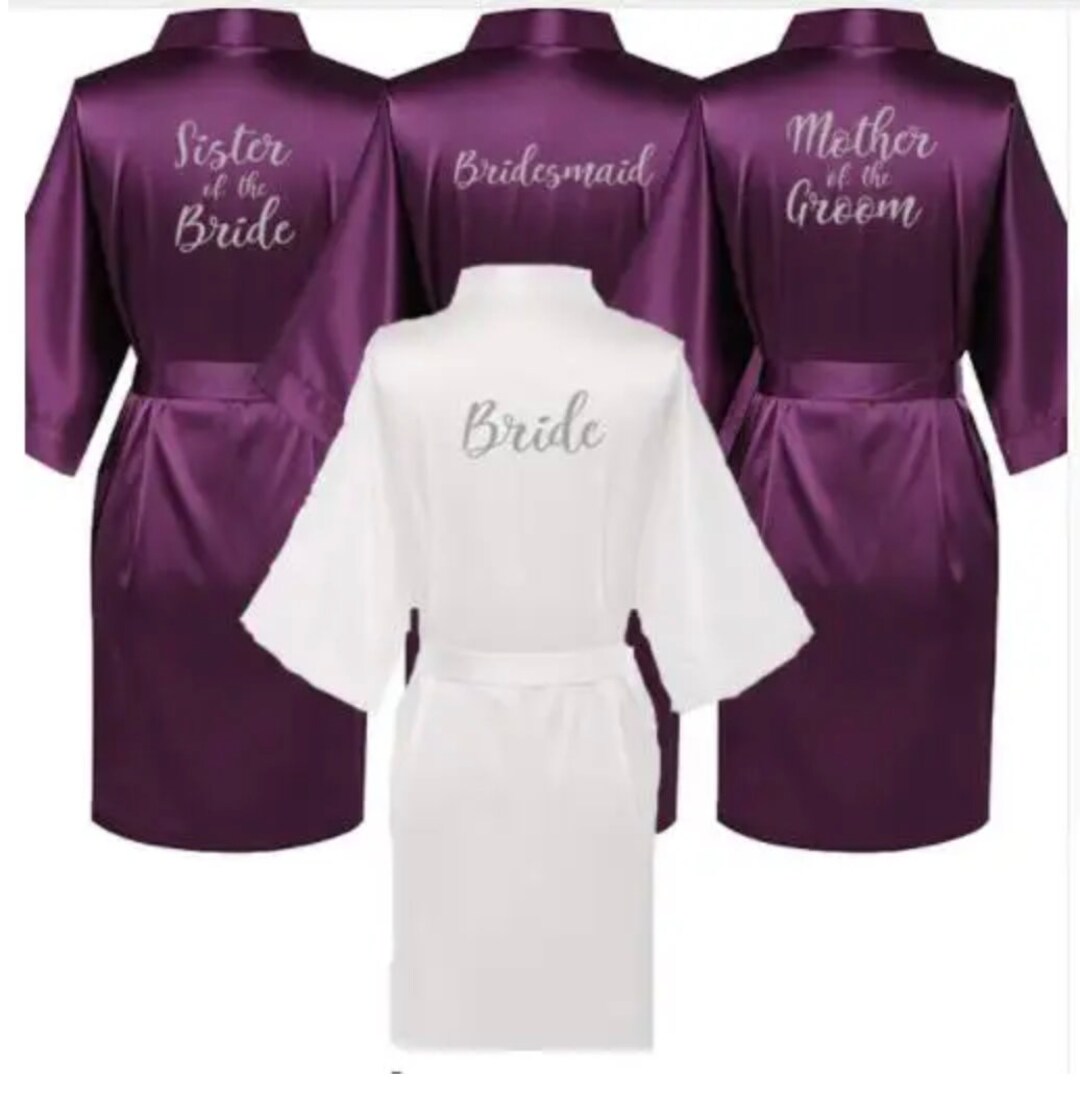 Purple Robe Bridesmaid Robes for Wedding, Bridal Robes Kimono ...
