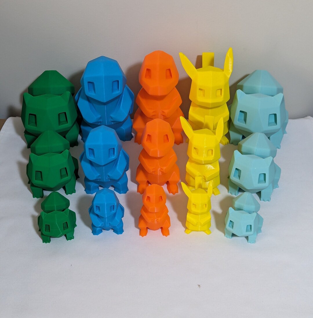 Pokemon Pikachu Squirtle Charmander Bulbasaur Eevee Low Poly Figurines ...