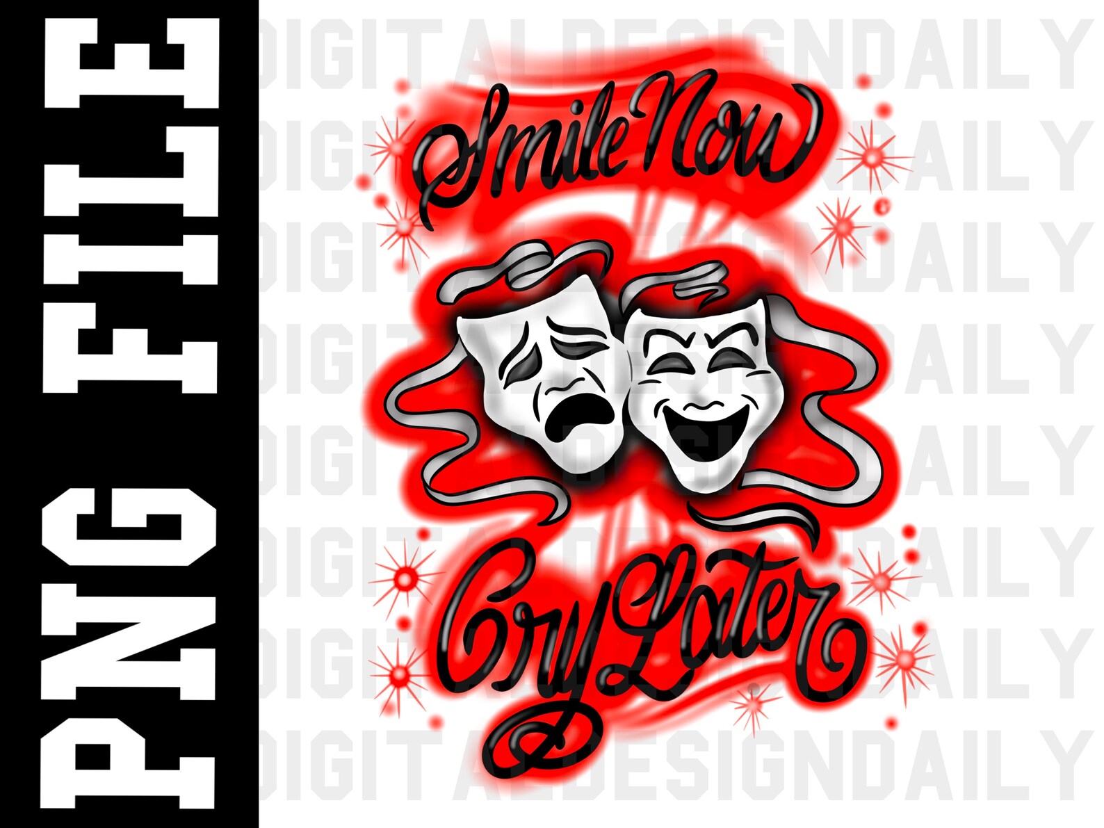 90s Smile Now Cry Later Airbrush Effect PNG 90s 2000s Y2k Style Picture ...