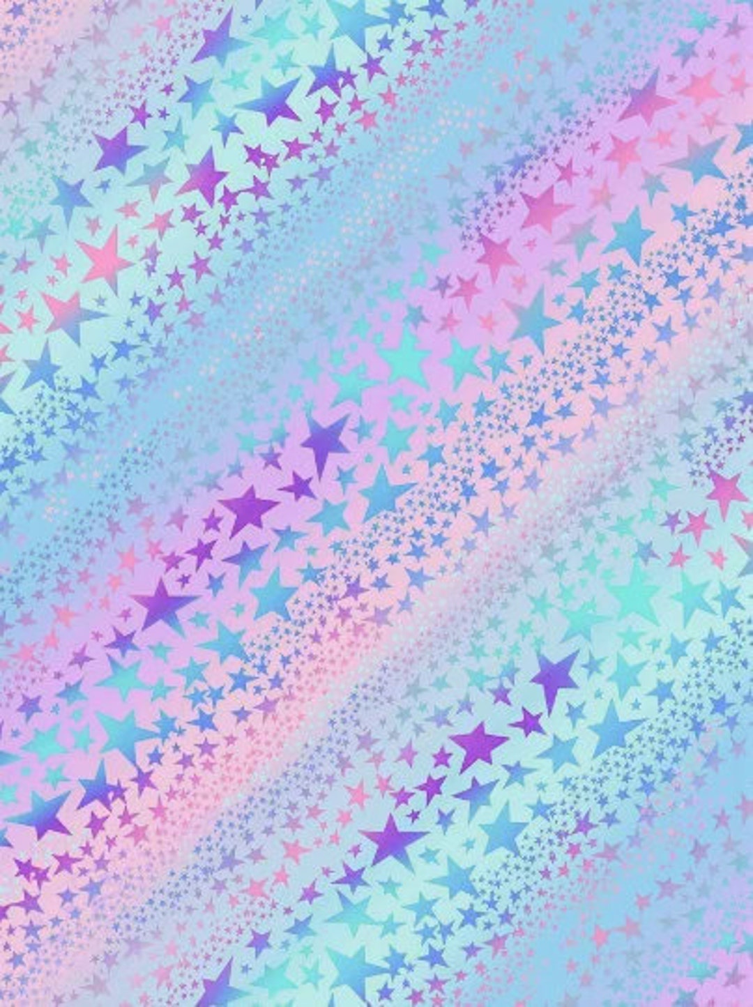 Diagonal Ombre With Stars Printed DBP Fabric, Available in Multiple ...