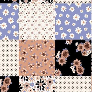 Patchwork Polka Dot and Floral Printed DBP Fabric. Available in ...
