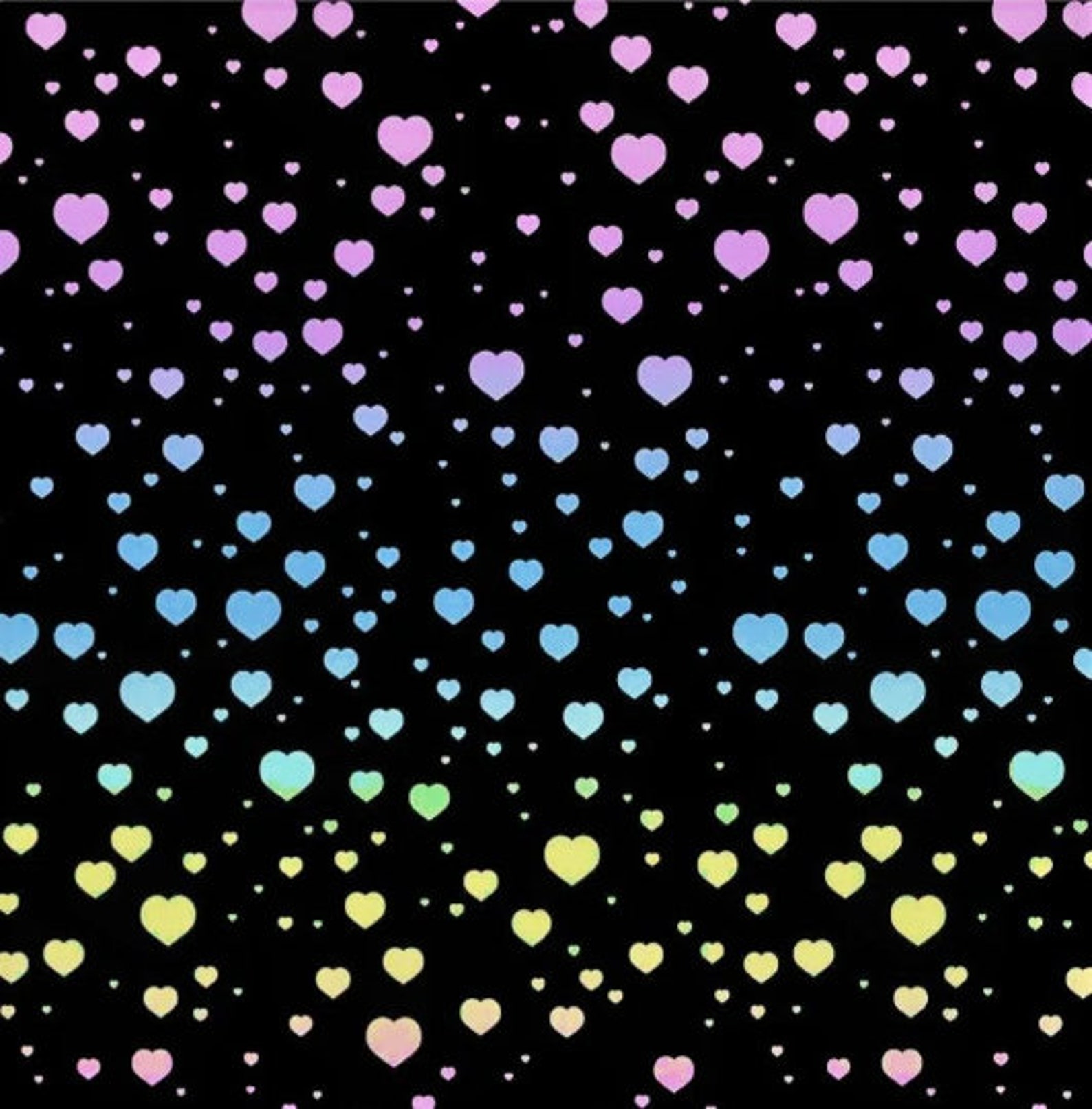 Rainbow Ombre Mini Hearts Printed DBP Fabric. Available in Black ...