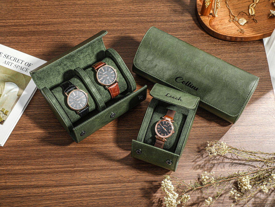 Rustic Vintage Green Custom Watch Boxes, Travel Watch Boxes ...