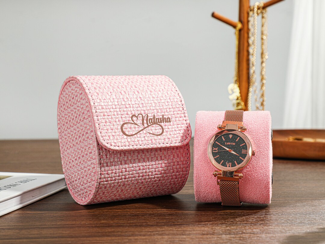 Pink Weave Custom Watch Boxes, Travel Watch Boxes, Personalized Leather ...