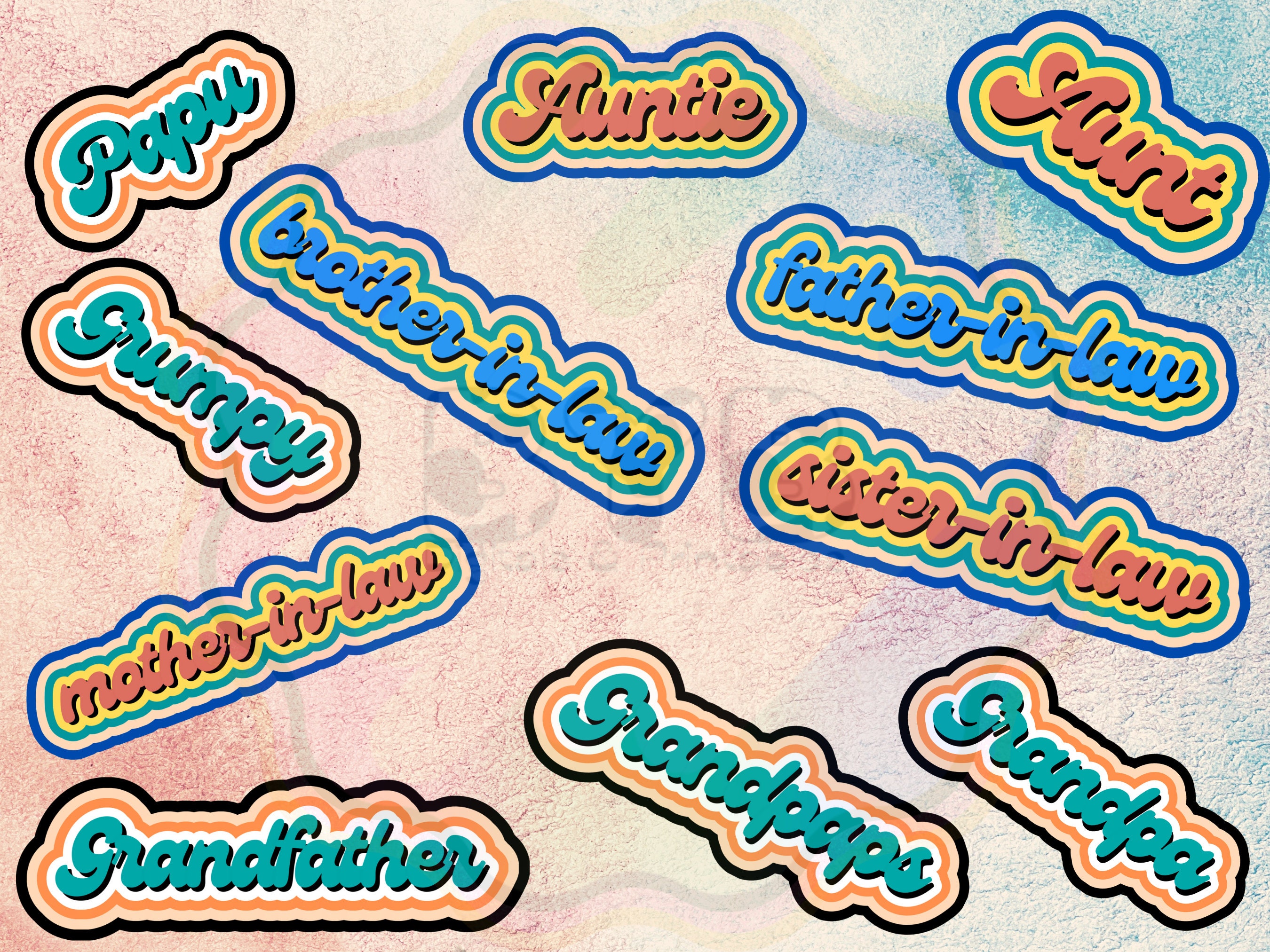 Retro Stickers, Word Stickers, Printable Stickers, Digital Stickers ...