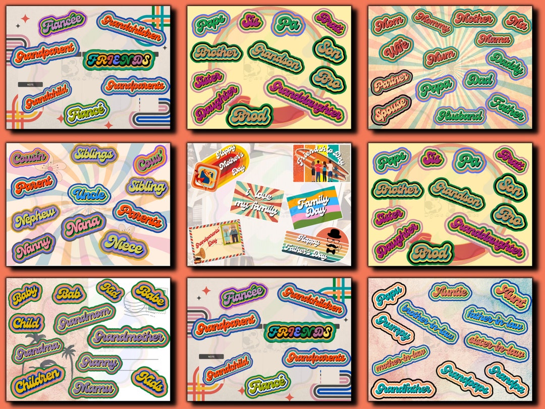 Retro Stickers, Word Stickers, Printable Stickers, Digital Stickers ...