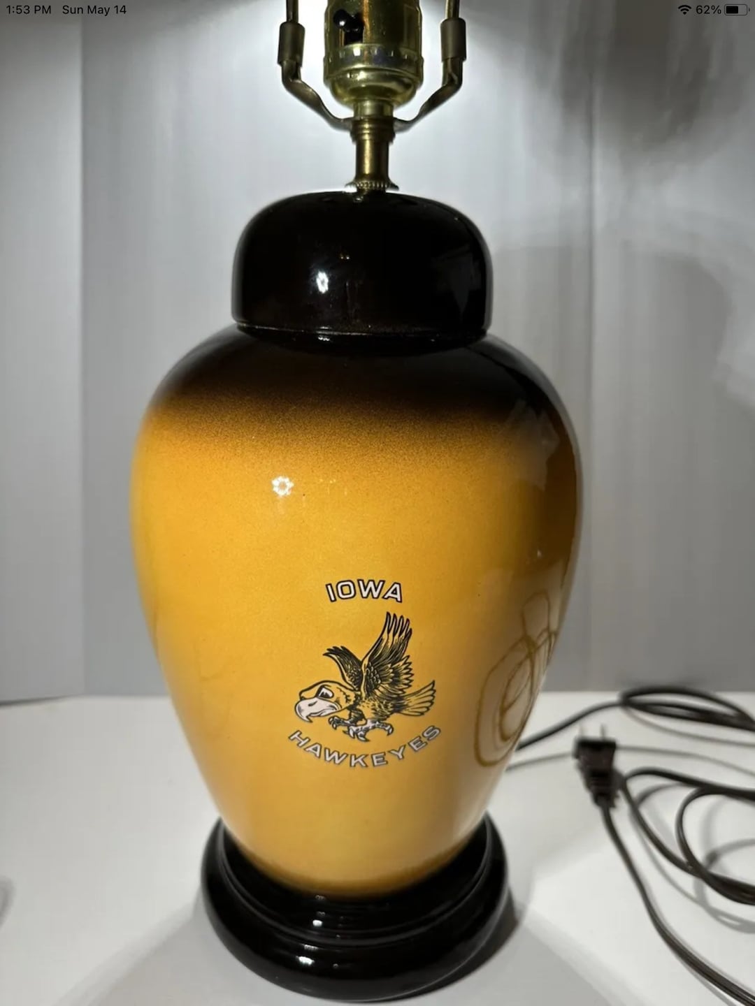 Vintage 1984 Iowa University Hawkeyes Ginger Jar Lamp - Etsy