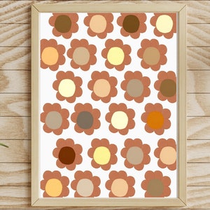 70s Floral Pattern Print, Hippie Decor, Retro 60s Home Decor, 70s ...