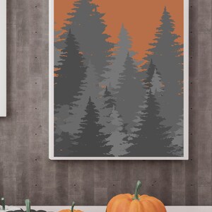 Autumn Forest Art Print, Halloween Wall Decor, Dark Forest Wall Decor ...