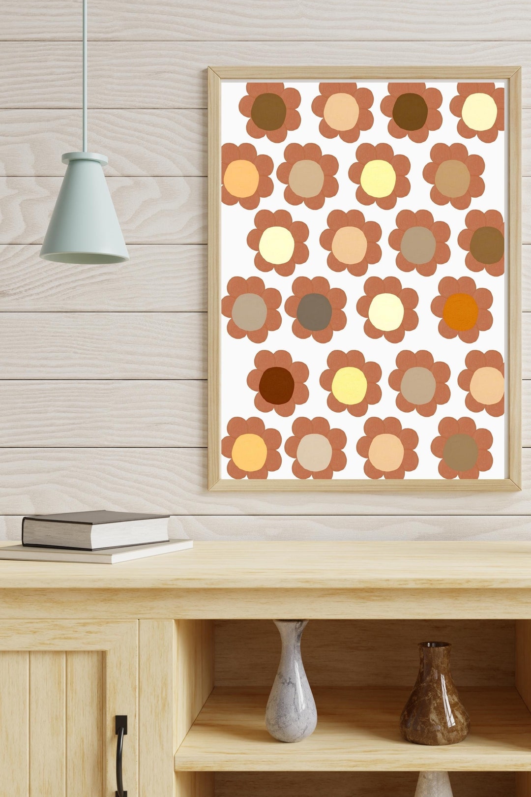 70s Floral Pattern Print, Hippie Decor, Retro 60s Home Decor, 70s ...