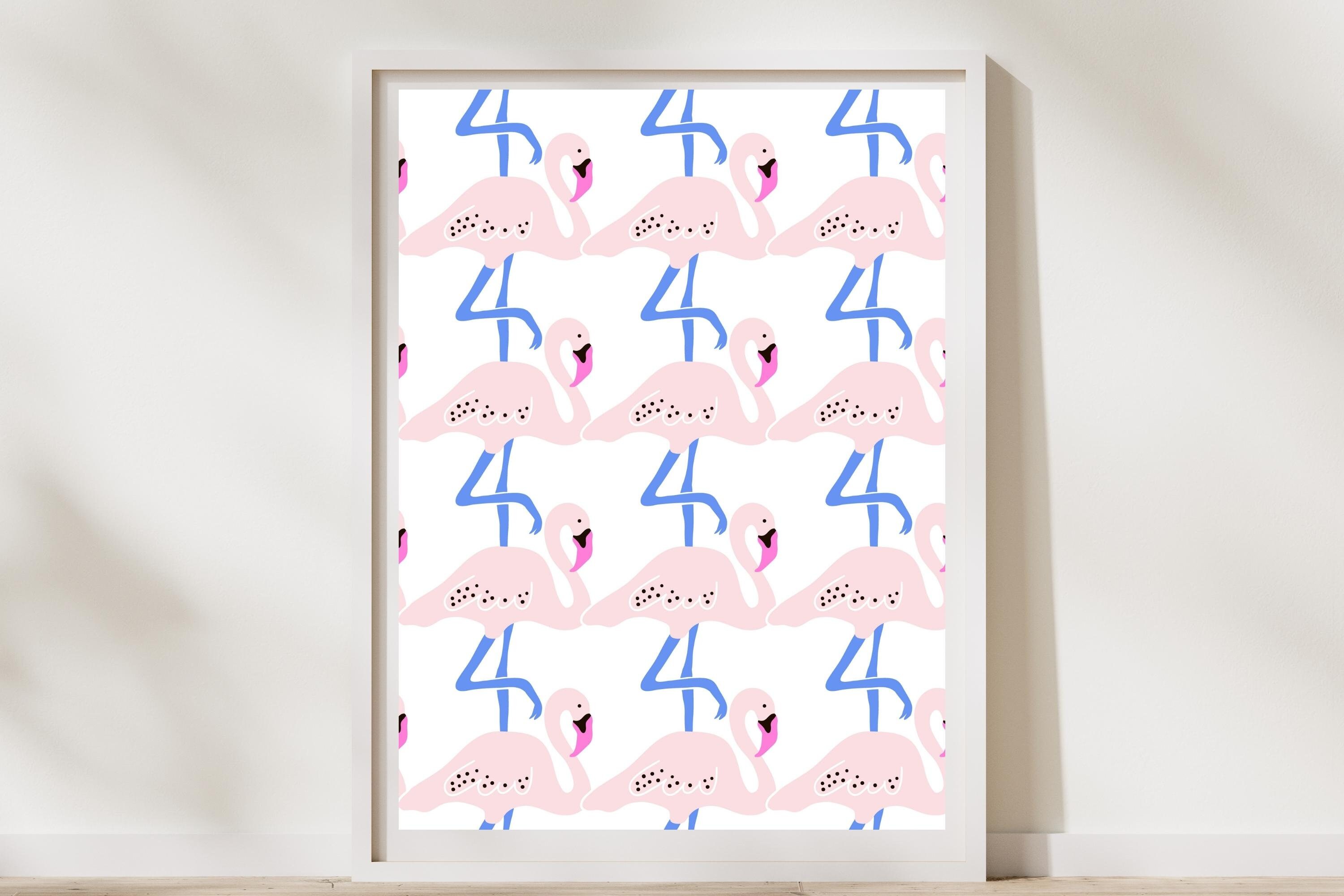 Set of 6 Pink and Blue Print Gallery Wall, Digital Download, Boho Retro ...