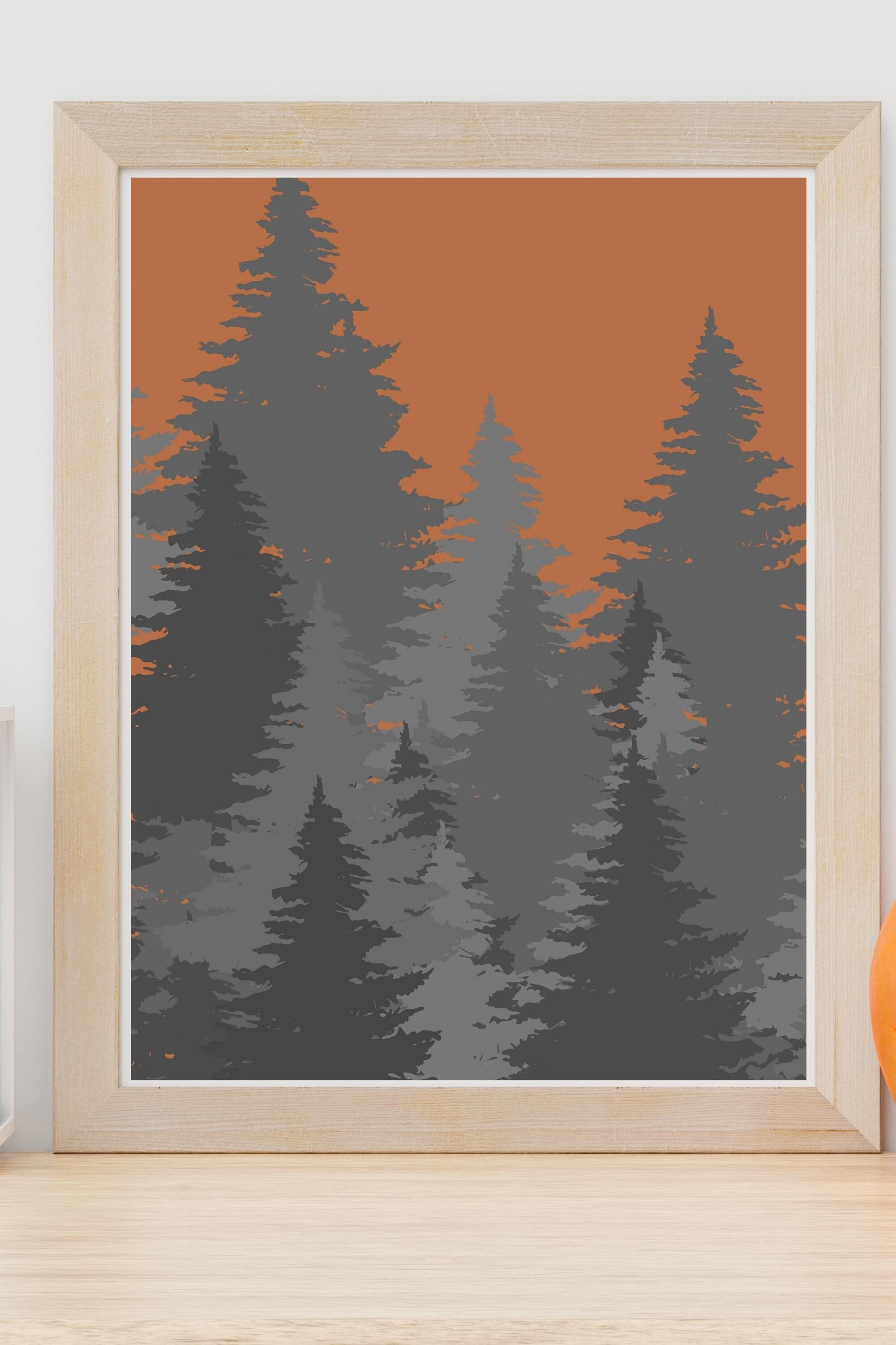 Autumn Forest Art Print, Halloween Wall Decor, Dark Forest Wall Decor ...