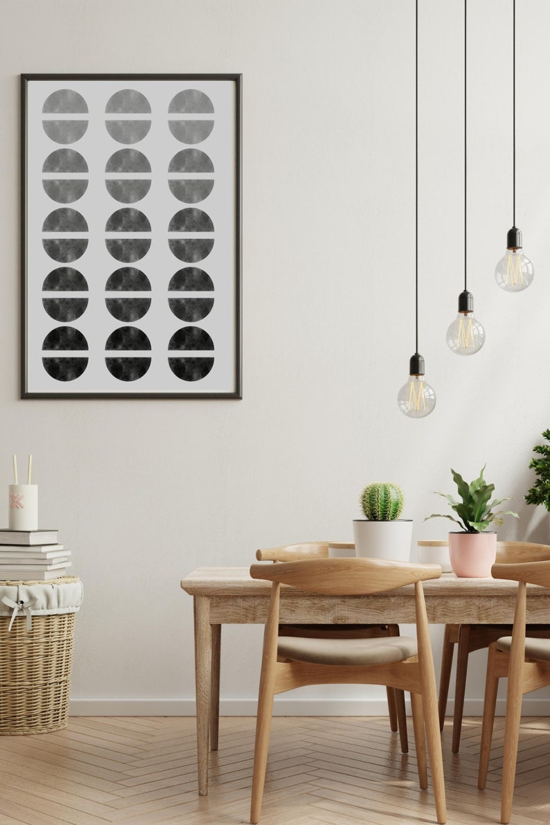 Mid Century Modern Wall Art, Abstract Geometric Semi Circles, Retro ...