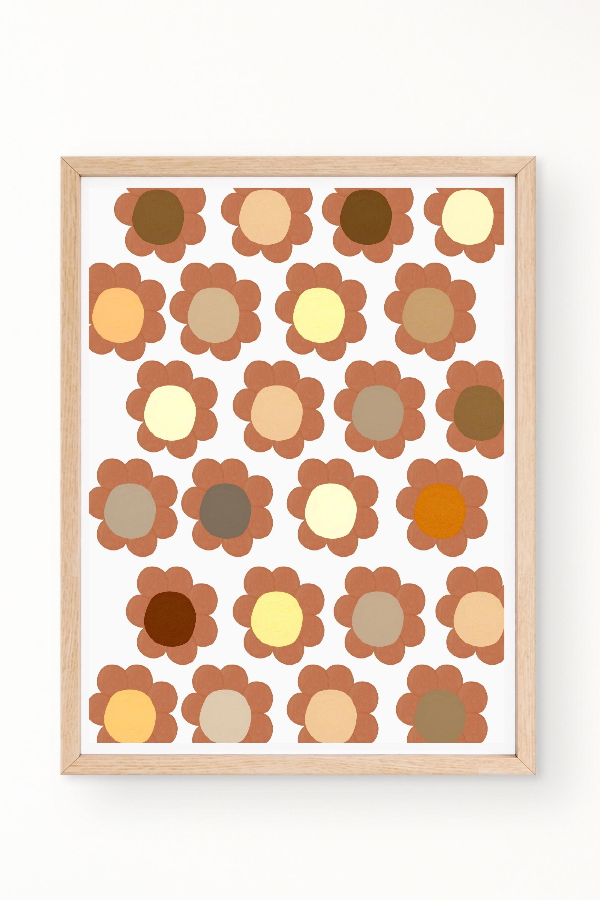 70s Floral Pattern Print, Hippie Decor, Retro 60s Home Decor, 70s ...