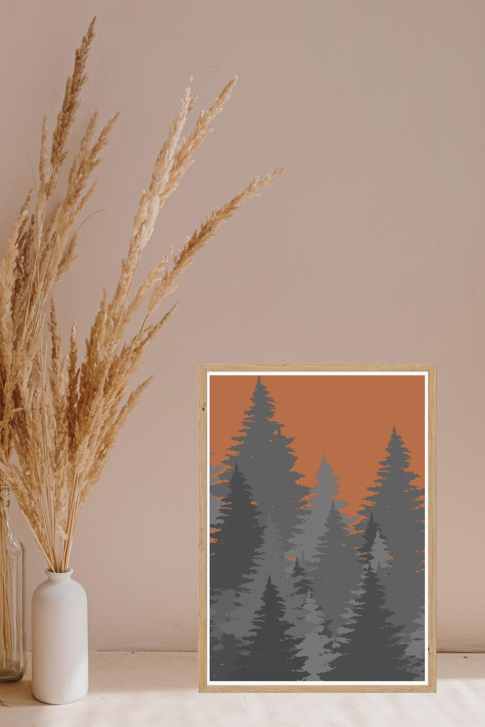 Autumn Forest Art Print, Halloween Wall Decor, Dark Forest Wall Decor ...