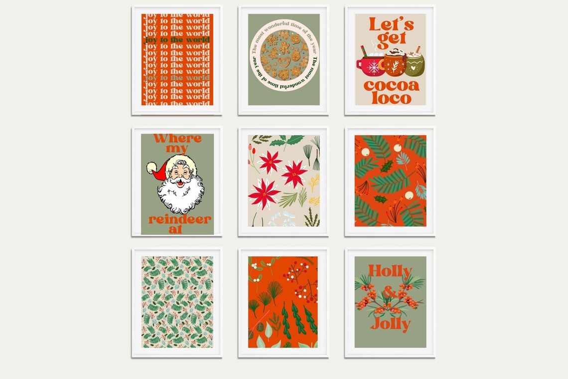 Modern Farmhouse Christmas Décor, Christmas Wall Art, Retro Christmas ...