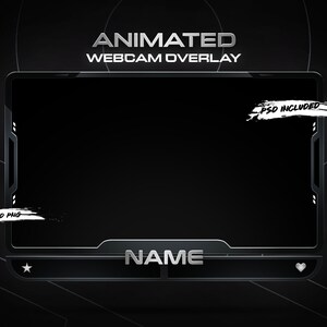 Animated Grey Webcam Overlay Template// Facecam Overlay Template// Grey ...