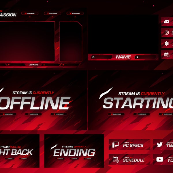 Gradient Twitch Panels Pack // Clean Twitch Panels Template // Kick ...