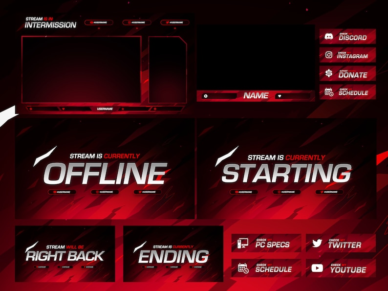 Minimal Red Stream Overlay Pack for Twitch, Kick & Youtube Streamers ... Minimal Red Stream Overlay Pack for Twitch, Kick & Youtube Streamers ...