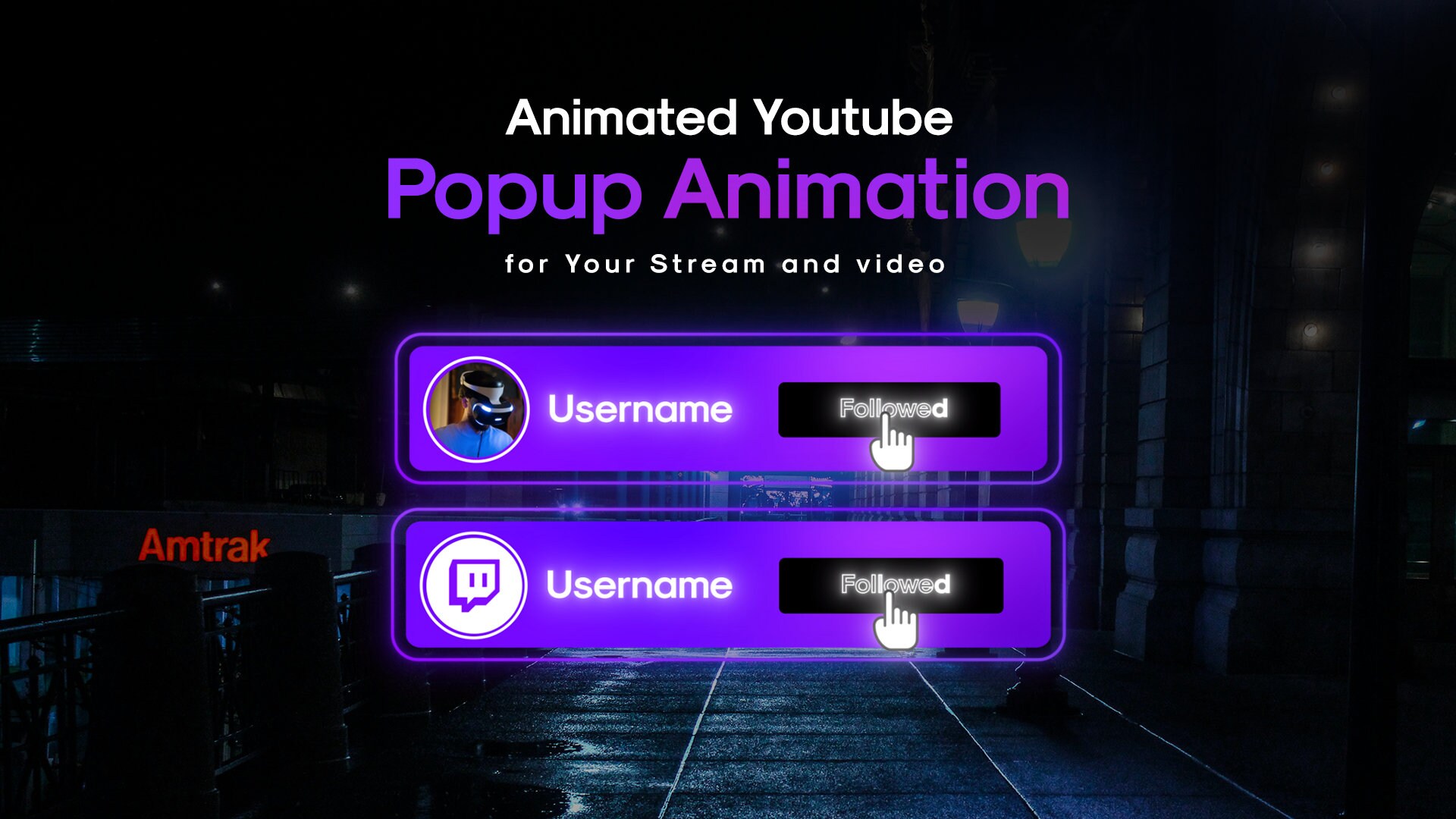 Animated Twitch Popup Animation for Youtube, Twitch, Kick Streamers // Social Media Lower Thirds ...