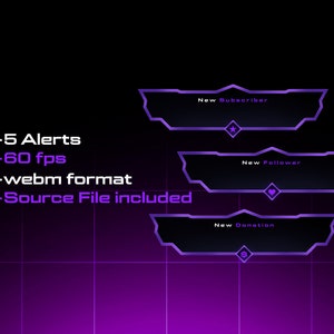 Animated Purple Stream Alerts // Modern Twitch Alerts Template ...