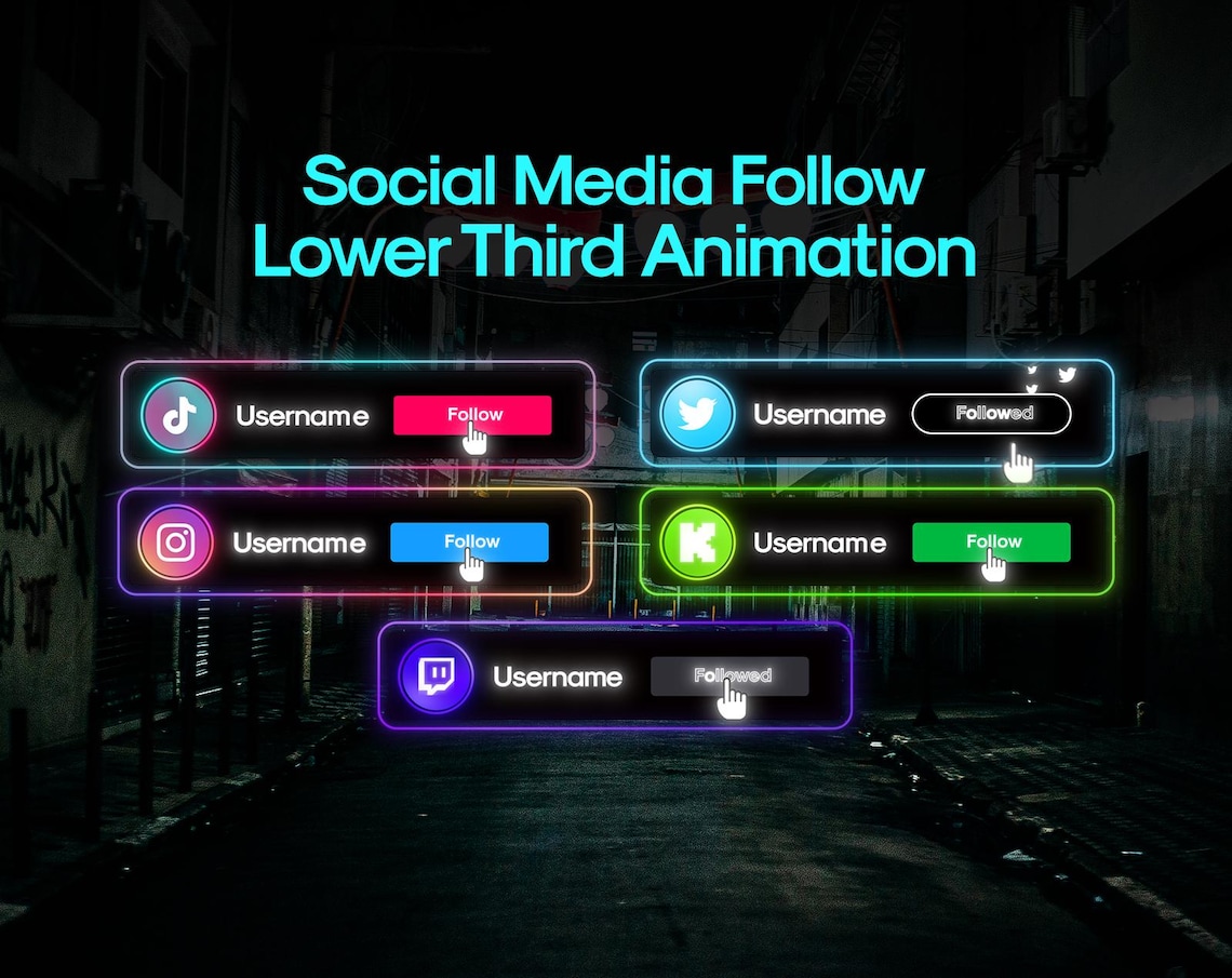 Animated Neon Social Media Popup for Youtube, Twitch, Kick Streamers ...