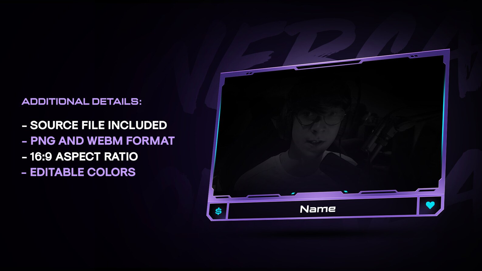 Purple Animated Webcam Overlay: Twitch Facecam Template - Etsy