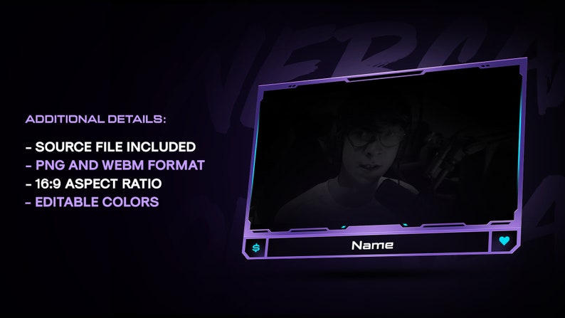 Purple Animated Webcam Overlay: Twitch Facecam Template - Etsy