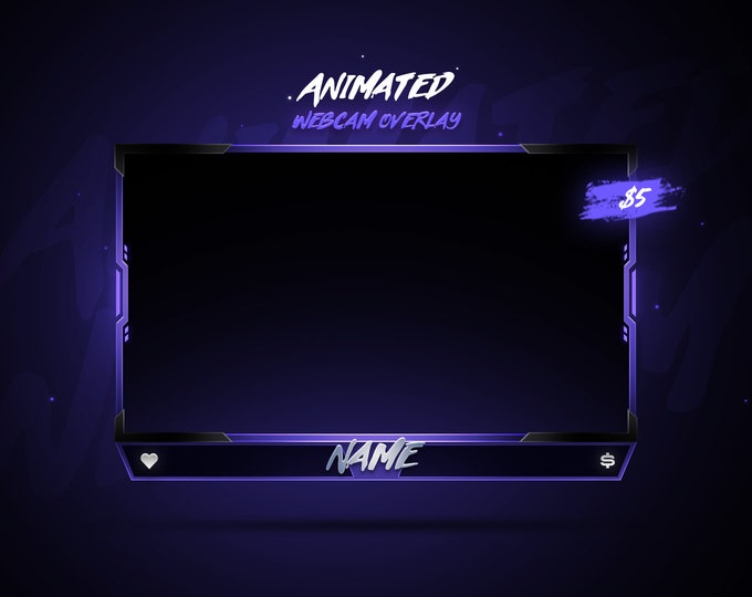 Animated Grey Webcam Overlay Template// Facecam Overlay Template// Grey ...