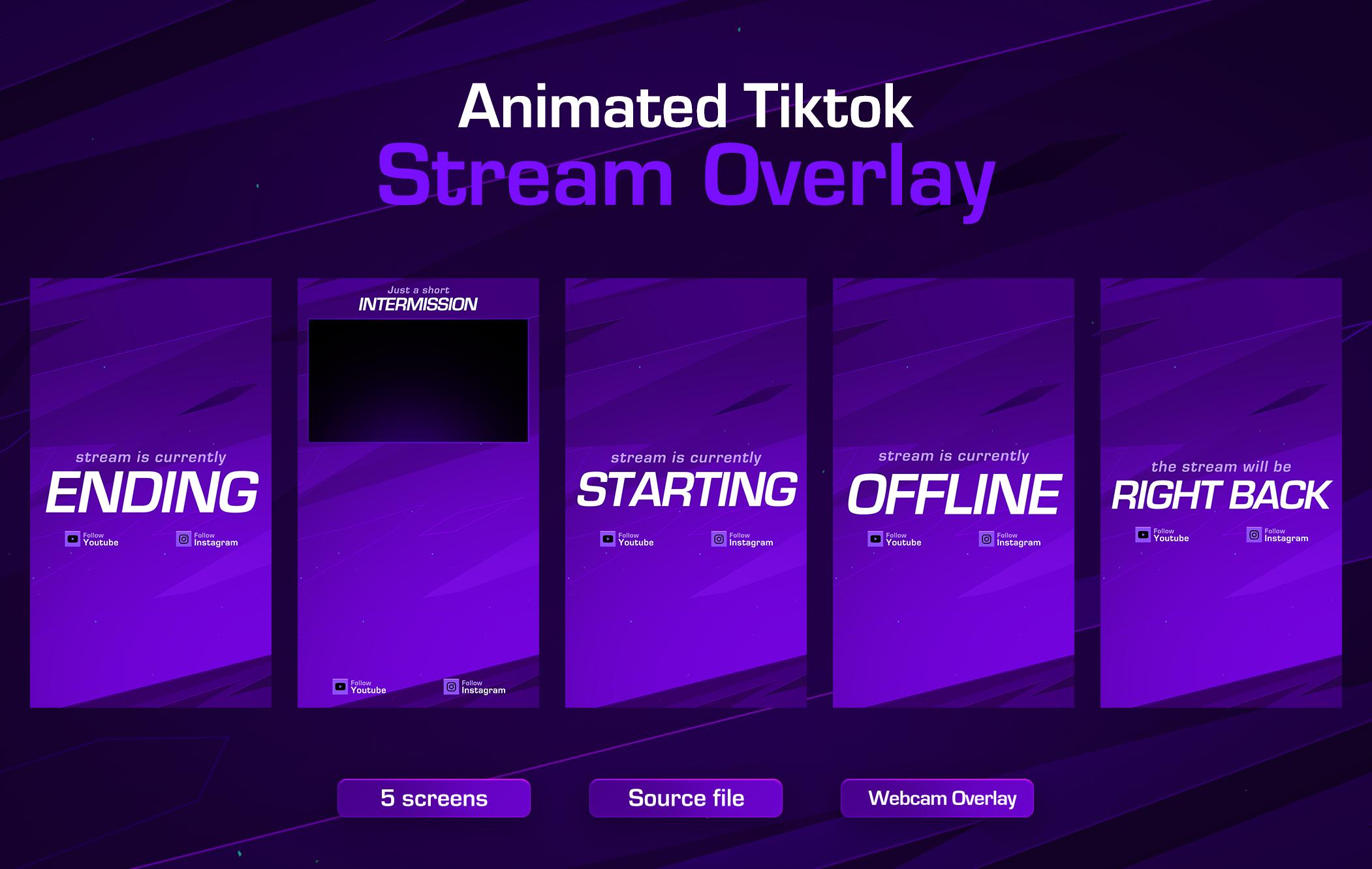 Animated Purple Titkok Stream Overlay Pack // Clean Tiktok Red Stream Overlay Pack, Tiktok ...