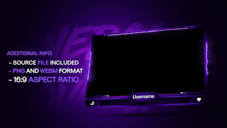 Electric Purple Webcam Overlay Template for Streamers: Editable Colors ...