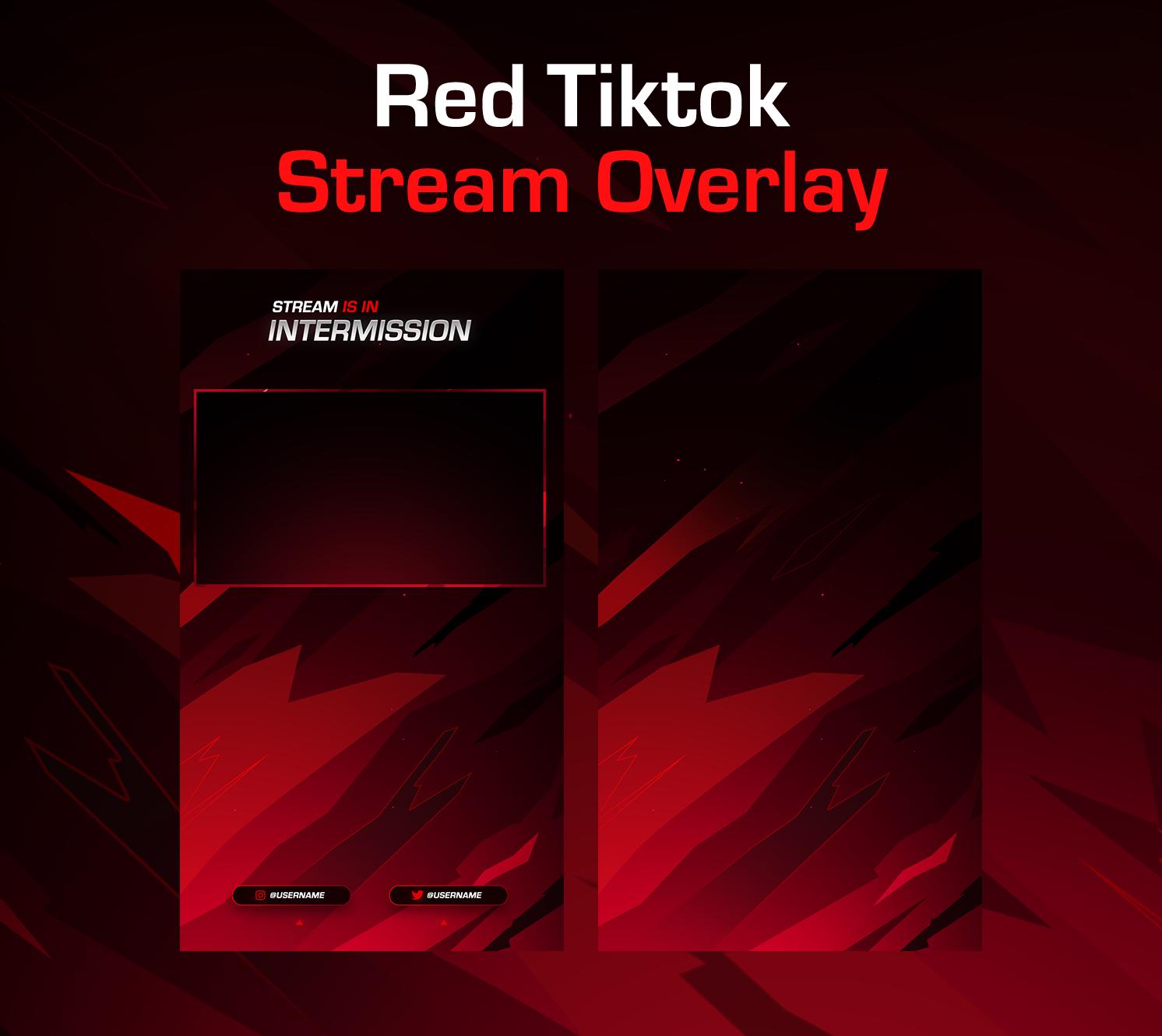 Animated Titkok Stream Overlay Pack // Minimal Tiktok Red Stream Overlay Pack, Tiktok Streaming ...