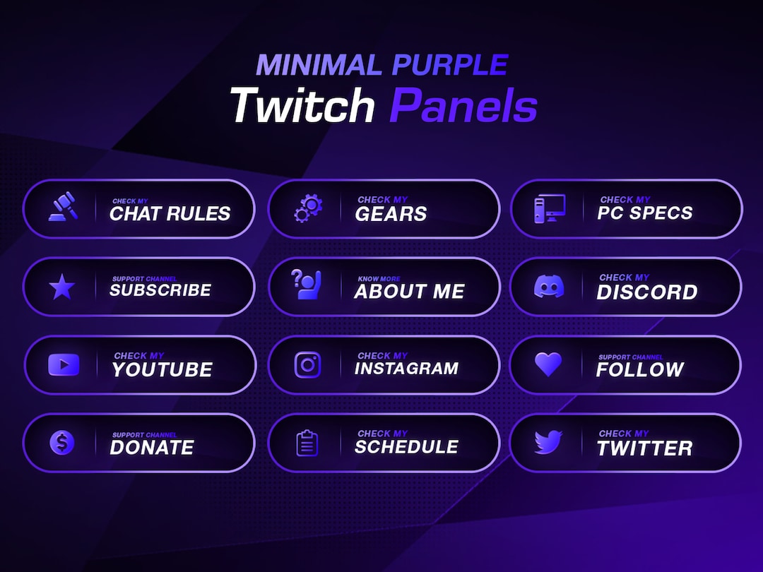 Purple Twitch Panels Pack || Minimal Twitch Panels Template || Info ...