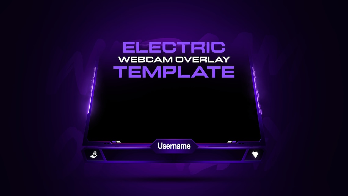 Electric Purple Webcam Overlay Template for Streamers: Editable Colors ...
